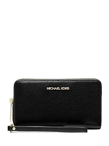 Michael Kors Large Pebbled Leather Smartphone Wristlet - Black