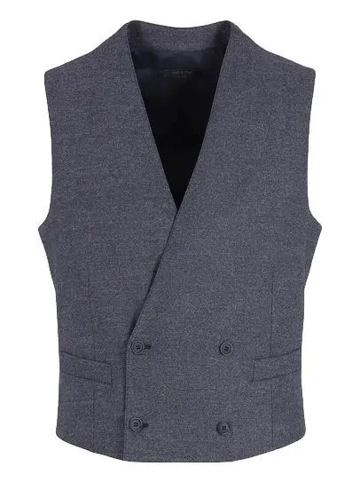 Giorgio Armani Double-breasted Waistcoat In Virgin Wool And Cashmere - Blue