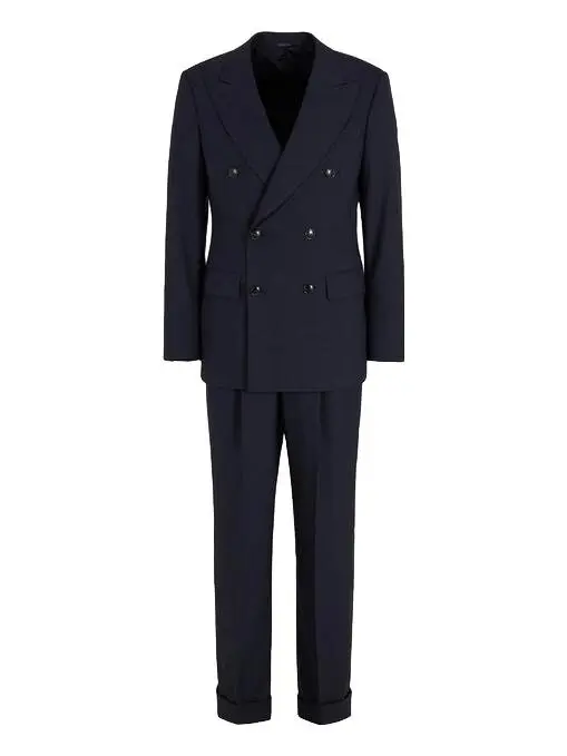 Giorgio Armani Virgin Wool And Cashmere Double-breasted Royal Line Suit - Blue
