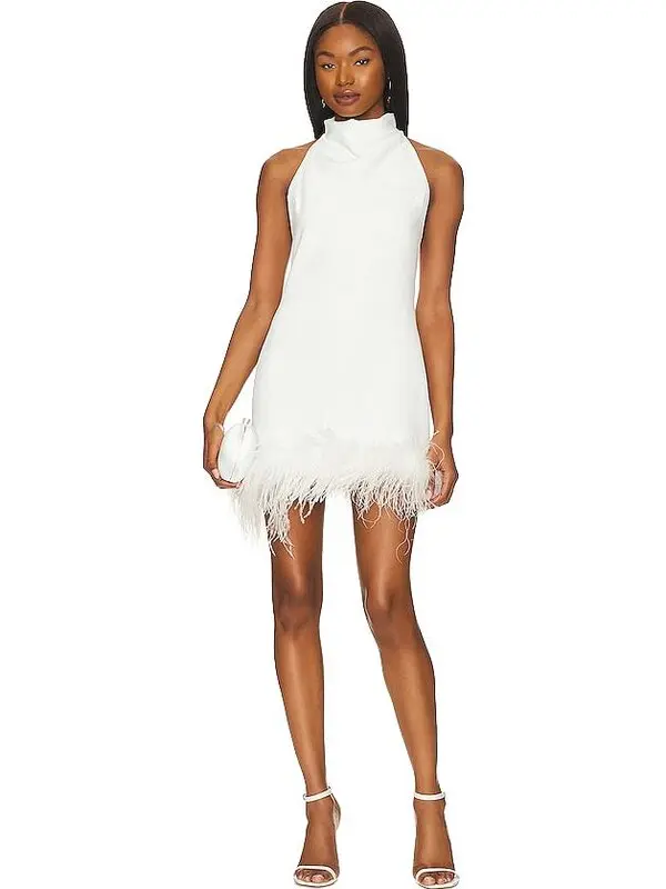 Amanda Uprichard Lunaria Feather Trimmed Dress - Ivory