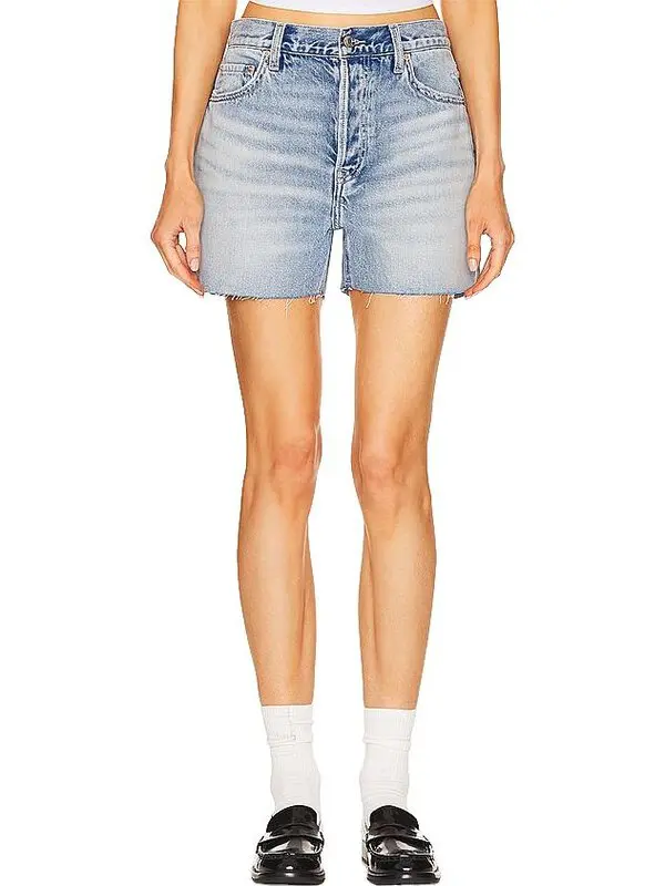 GRLFRND Raine Boyfriend Denim Shorts - Blue
