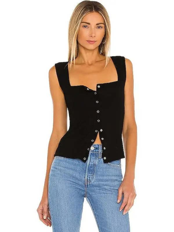 Michael Lauren Bosco Snap Front Tank - Black