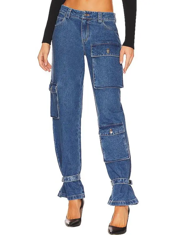 Bardot Denim Cargo Jeans - Denim-medium