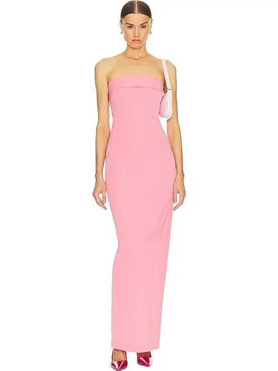 HELSA Tech Gabardine Long Strapless Dress - Pink