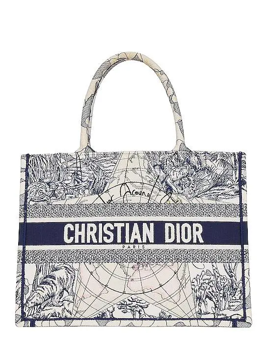 FWRD RENEW Dior Around The World Book Tote - Navy
