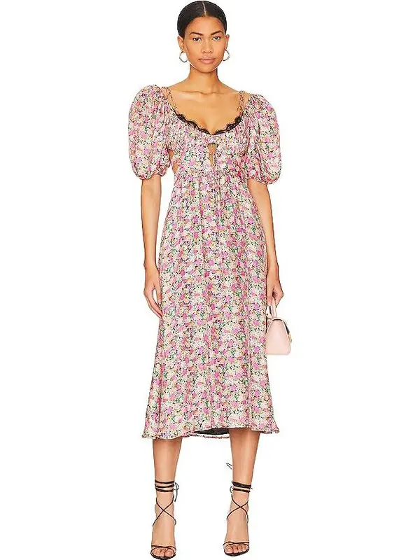 For Love & Lemons Isadora Midi Dress In . Also - Pink