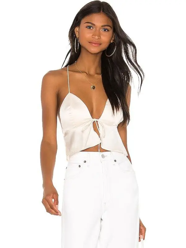 Superdown Satin Tie-front Camisole - Ivory