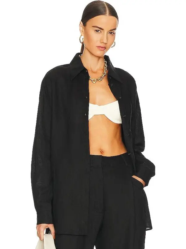AEXAE Linen Woven Shirt - Black