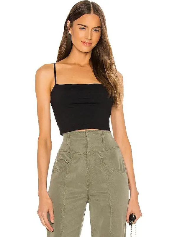 Susana Monaco Thin Strap Crop Tank - Black