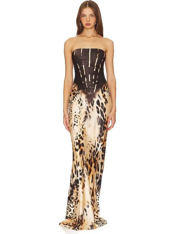 Retrofete Shayna Strapless Maxi Dress - Neutral