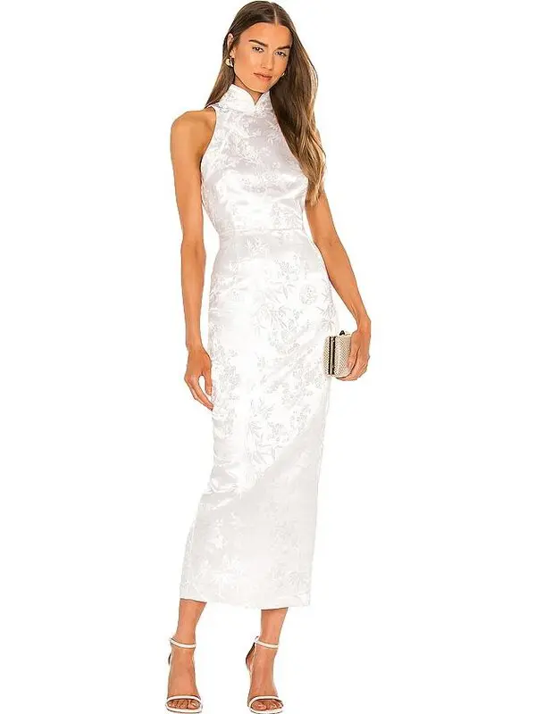 SAU LEE Jill Chinese Jacquard Pencil Dress - Ivory