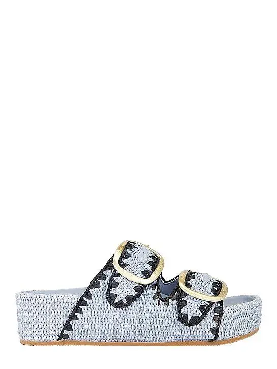 LOEFFLER RANDALL Theo Raffia Platform Sandals - Blue
