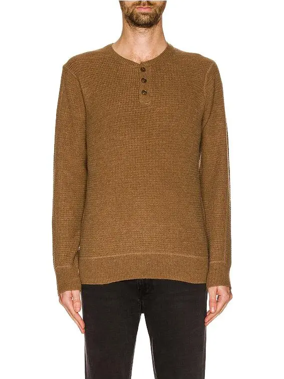 SCHOTT Button Henley Sweater - Brown