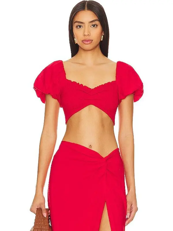 Peixoto Louisa Puff Sleeve Top - Red