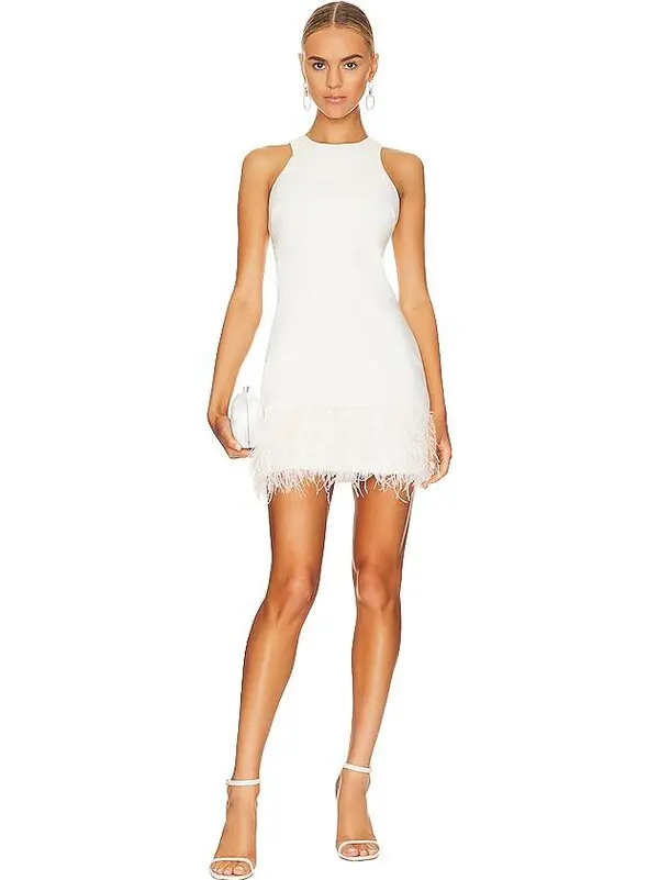 Likely Cami Feathered Dress - White