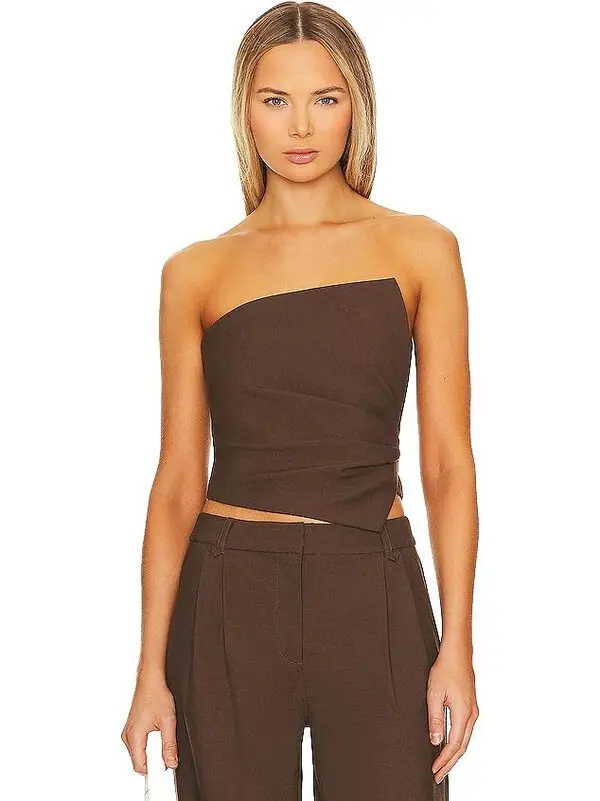 CAMILA COELHO Xenia Asymmetrical Top - Brown