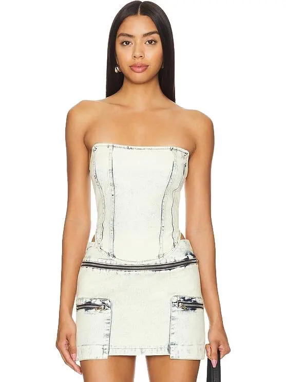 BY.DYLN Zayne Corset Top - Denim-light