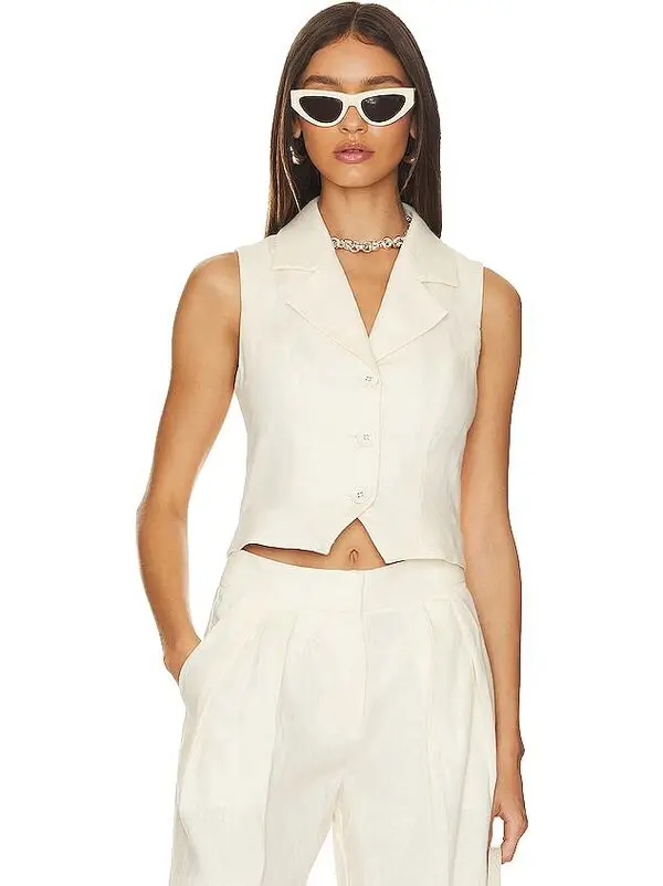 L'academie Carinne Linen Vest Top - Cream