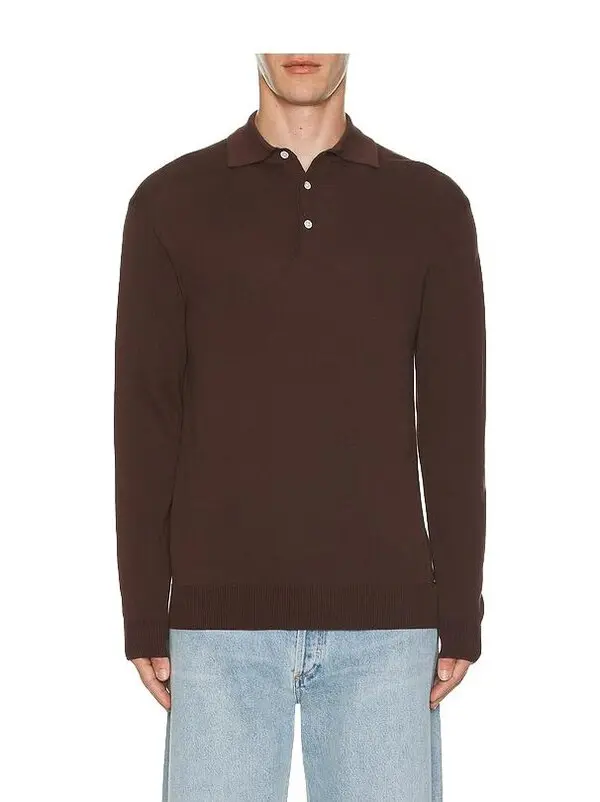 BEAMS Knit Polo In . Also - Brown