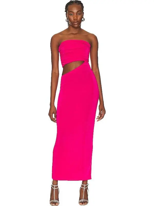 Nbd Arielle Maxi Dress With Front Cut-out - Fuchsia