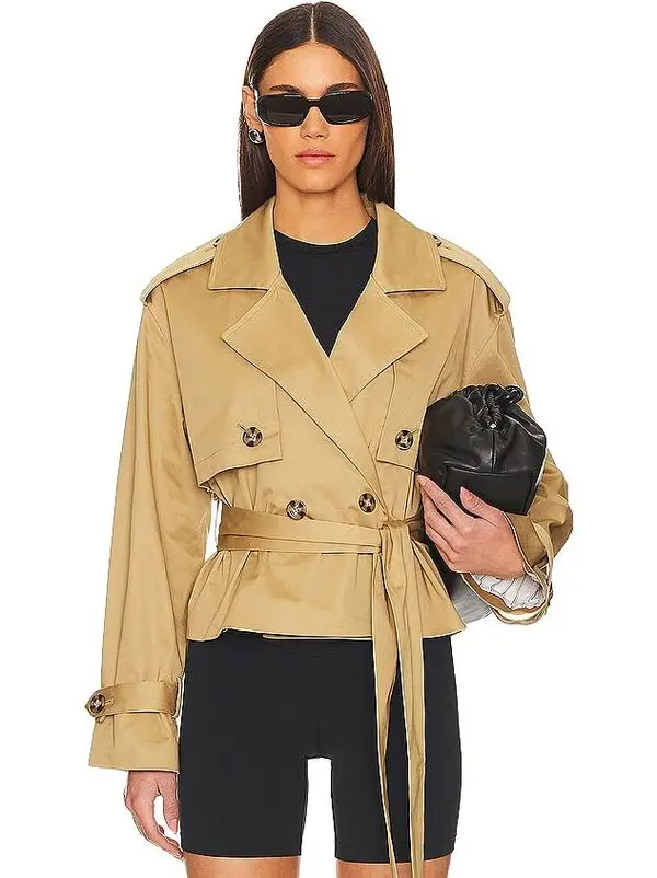 FAVORITE DAUGHTER The Cropped Charles Trench Coat - Tan