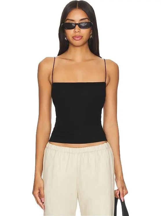 Enza Costa Silk Knit Strappy Essential Tank - Black