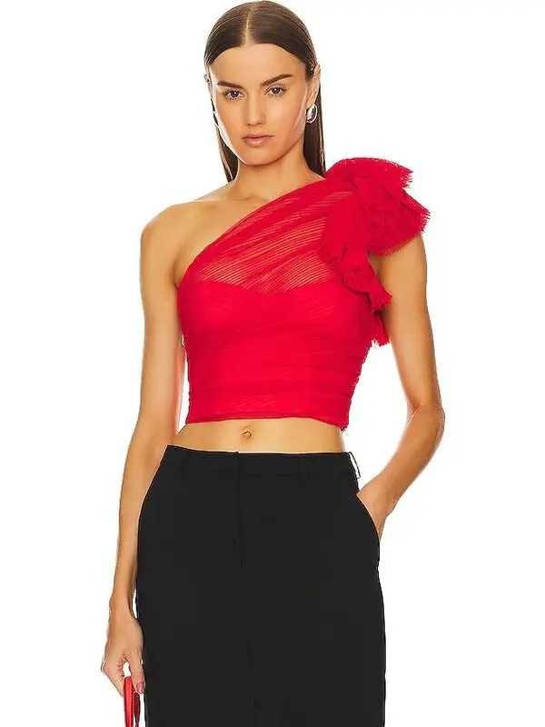 Majorelle One Shoulder Top - Red