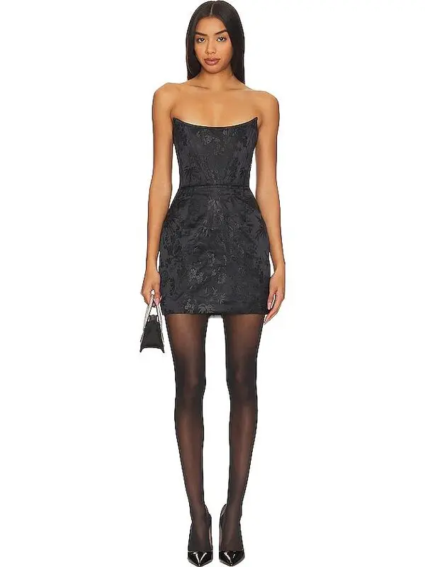 SAU LEE Janet Jacquard Mini Dress - Black