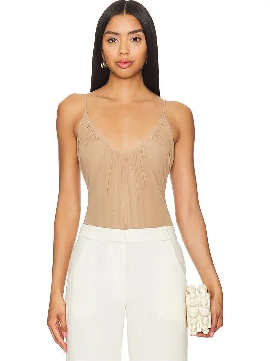L'Agence Gelina Ruched Bodysuit - Tan
