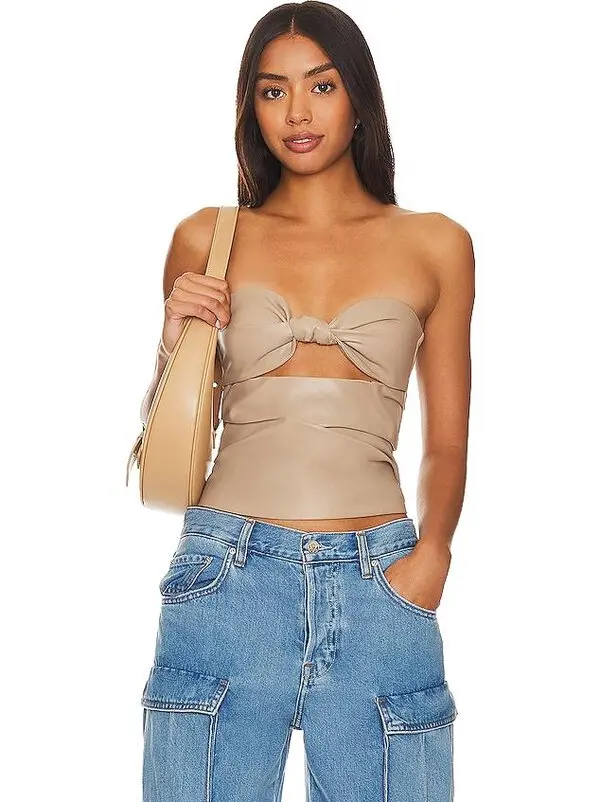 LOVERS AND FRIENDS Daxton Faux Leather Top - Neutral