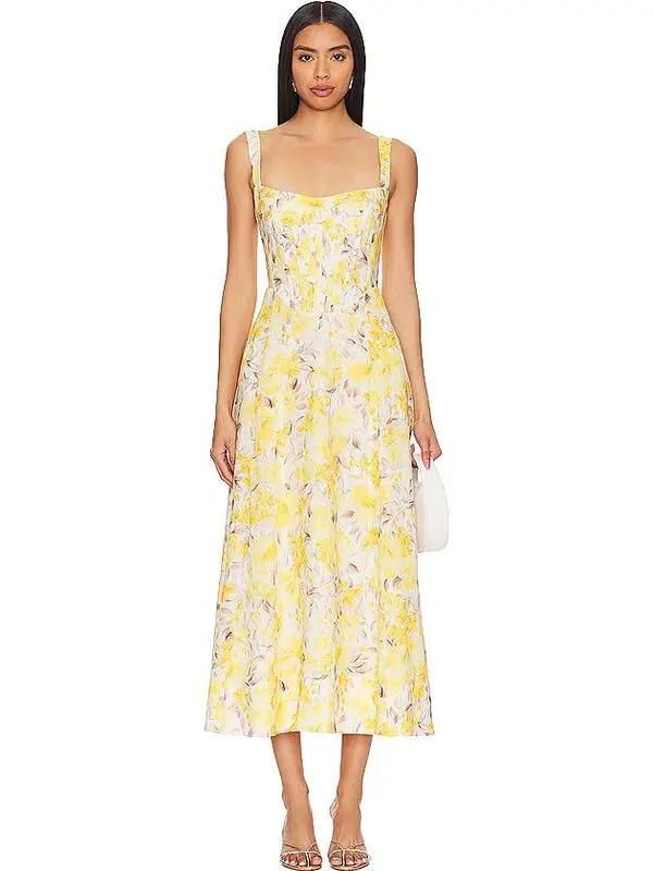 Bardot Lilah Corset Midi Dress - Yellow