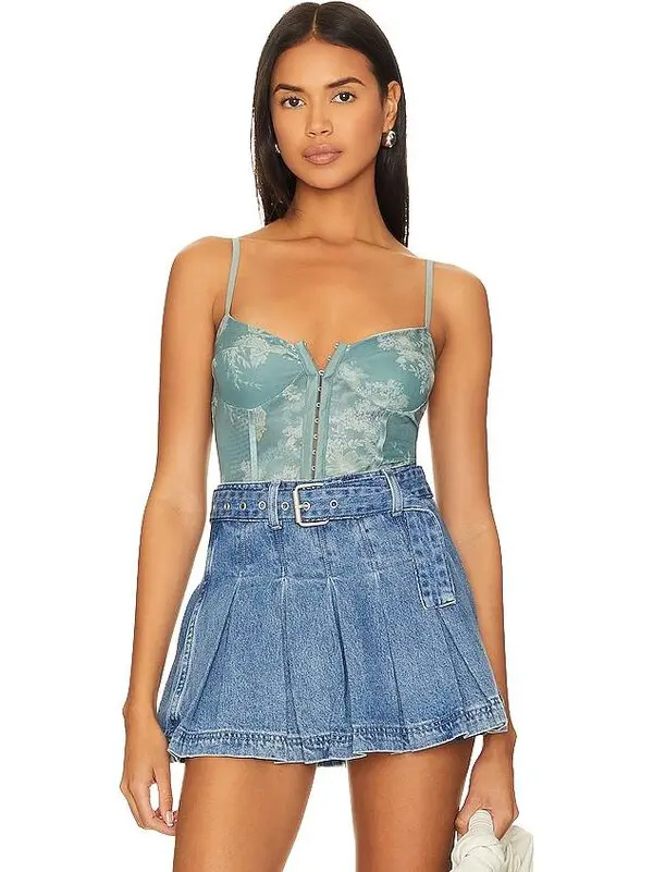 Free People X Intimately Fp Night Rhythm Corset Bodysuit - Denim-medium