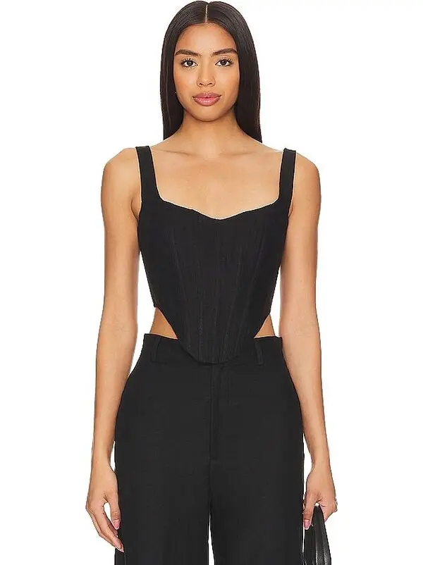 Bardot Linen Corset - Black