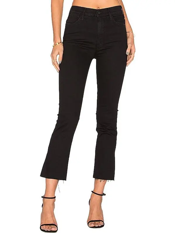 MOTHER The Hustler Ankle Fray Jeans - Black