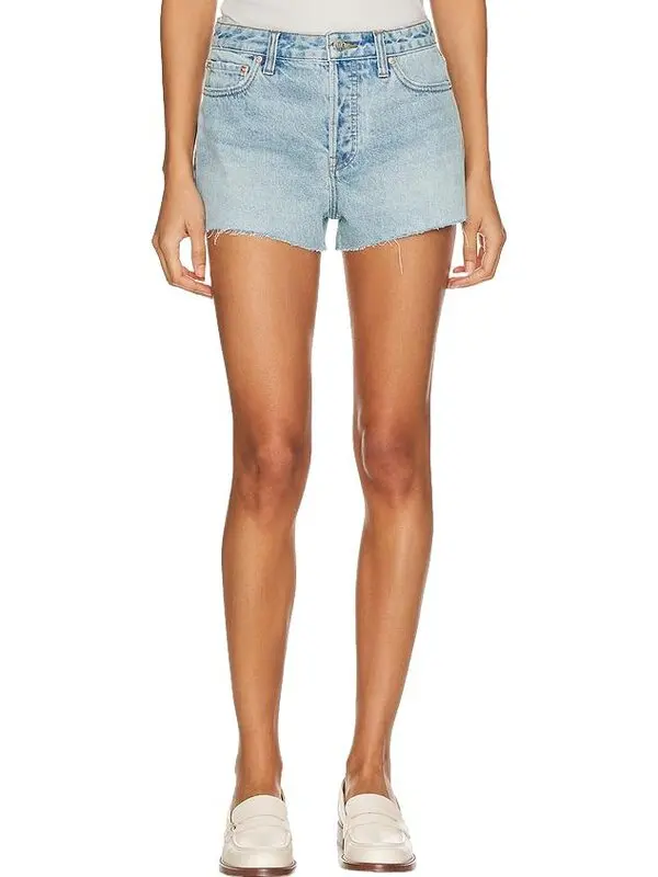 GRLFRND Cindy High Rise Cut Off Shorts - Blue