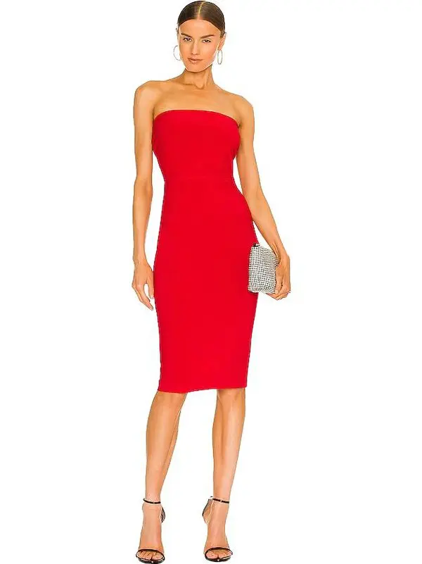 Norma Kamali X Revolve Strapless To Knee Dress - Red