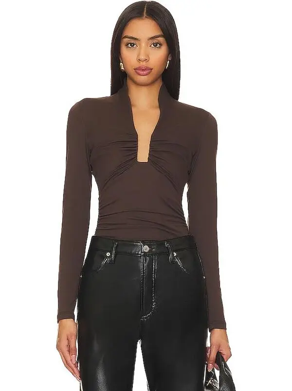 Susana Monaco Square Wire Gathered Top - Brown
