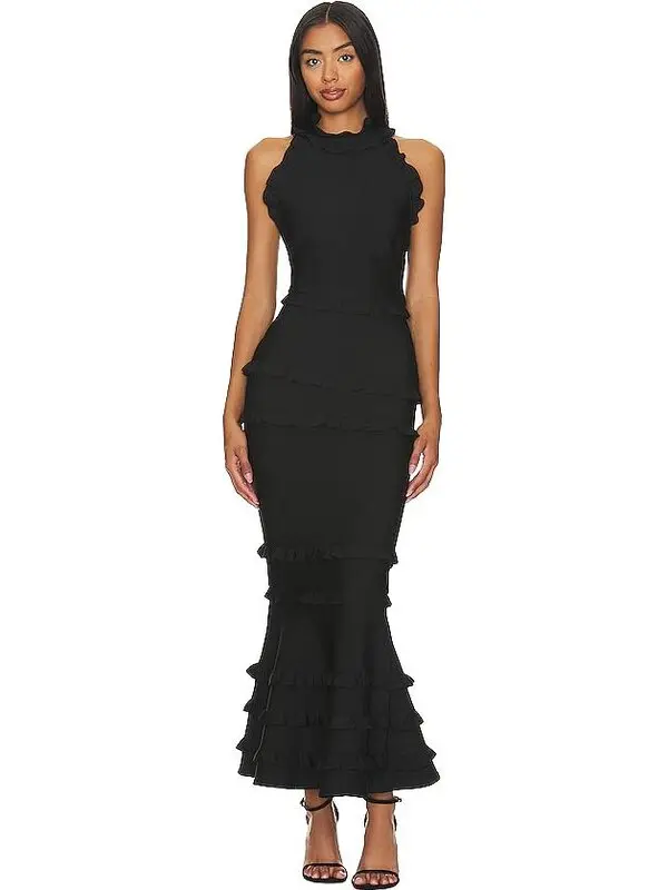 ELLIATT Tiered Ruffled Gown - Black