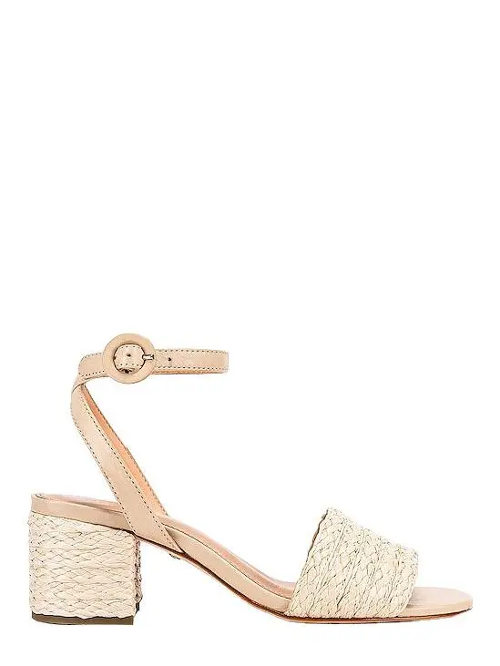 Raye Nava Woven Raffia And Leather Heeled Sandal - Neutral
