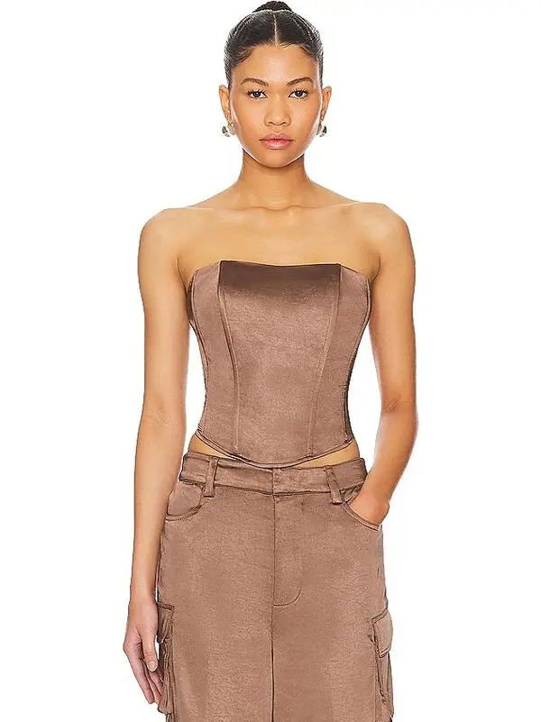 FAVORITE DAUGHTER The Lanai Corset Top - Brown