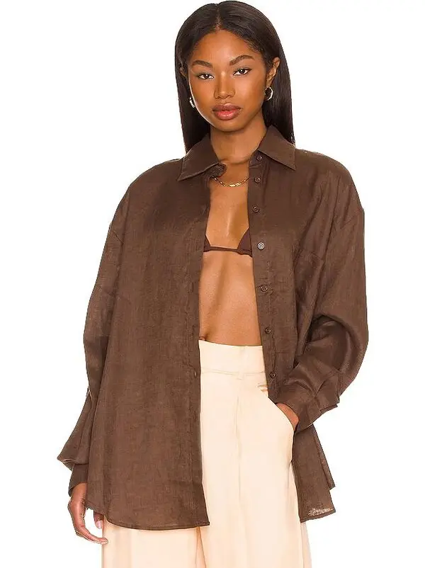 AEXAE Linen Woven Shirt - Brown