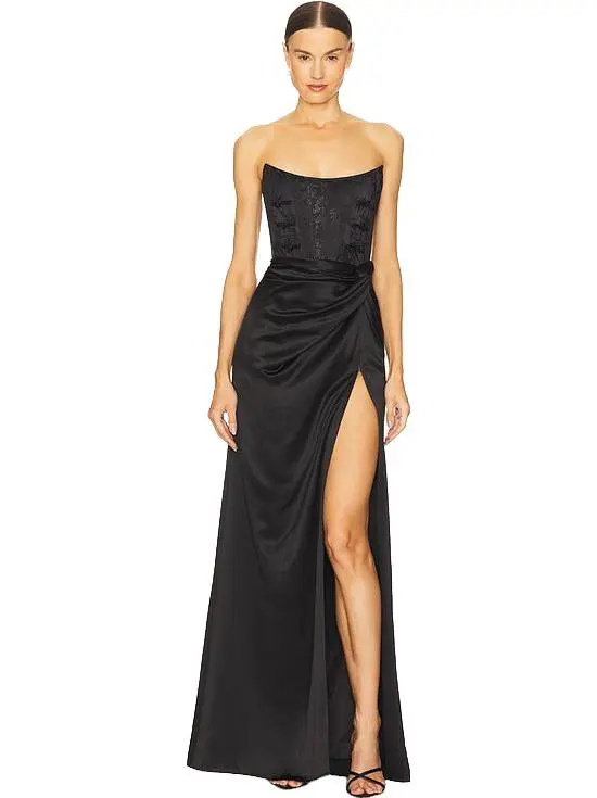 SAU LEE Julia Gown - Black