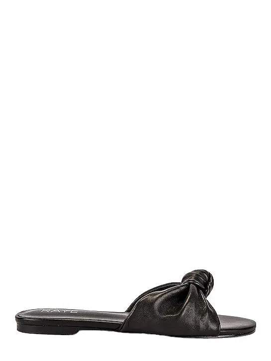 Raye Buffy Leather Knot Slide Sandals - Black