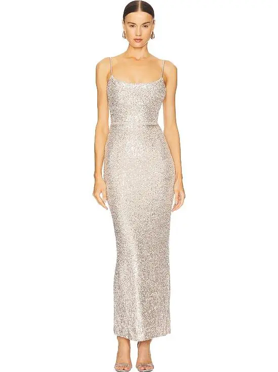 NOOKIE Lovers Nothings Sequin Gown - Metallic Silver