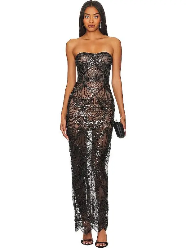 BRONX BANCO X Revolve Giselle Sequined Maxi Dress - Black