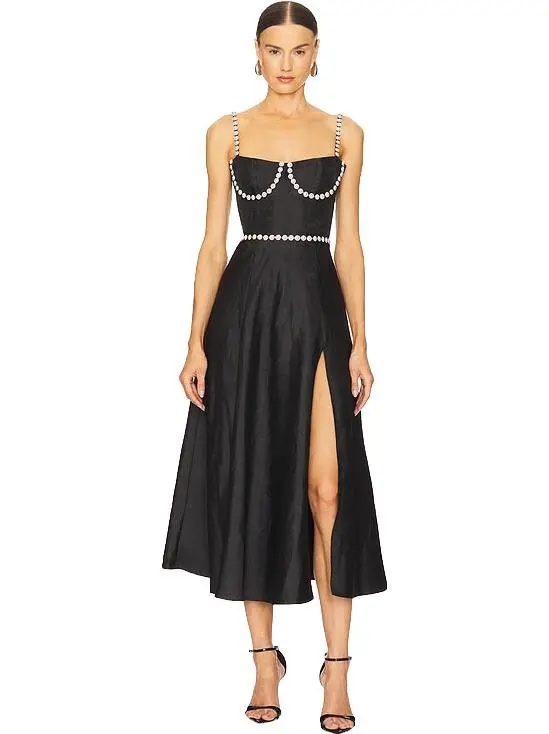 V. CHAPMAN Cora Corset Midi Dress - Black