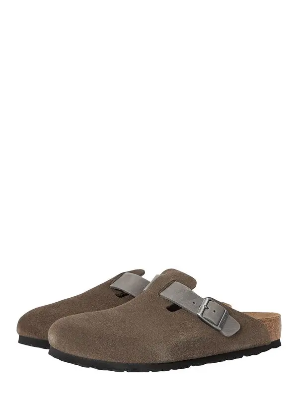 BIRKENSTOCK Boston Suede/oiled Leather Clogs - Gray