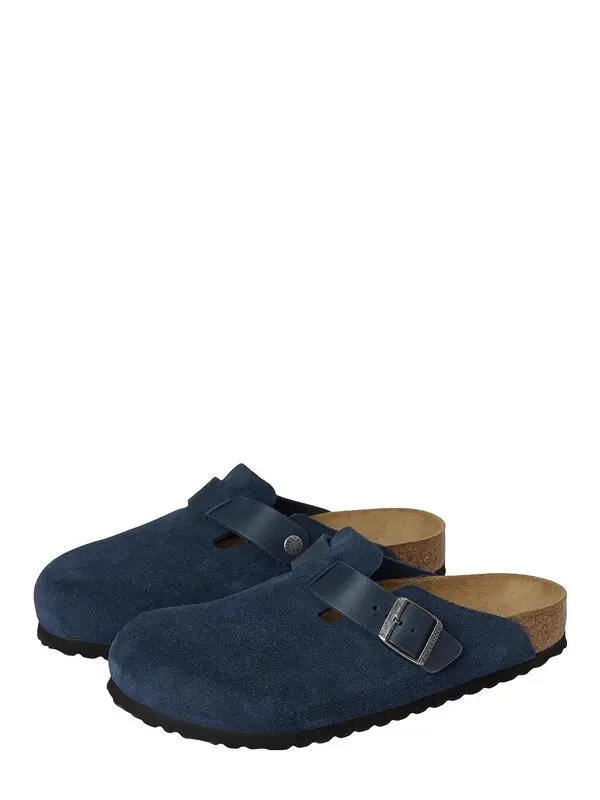 BIRKENSTOCK Boston Suede/oiled Leather Clogs - Navy