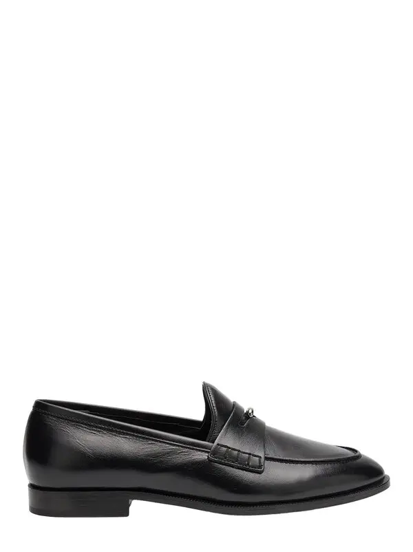 GIUSEPPE ZANOTTI Leather Penny Loafers - Nero