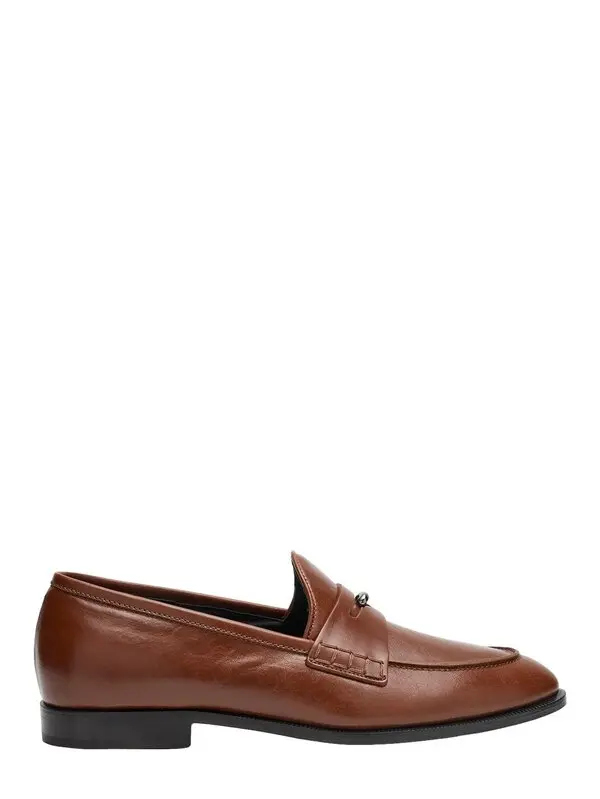 GIUSEPPE ZANOTTI Leather Penny Loafers - Noisette
